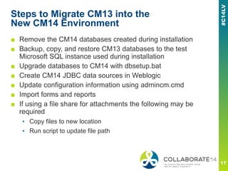 Case study migration from cm13 to cm14 - Oracle Primavera P6 ...