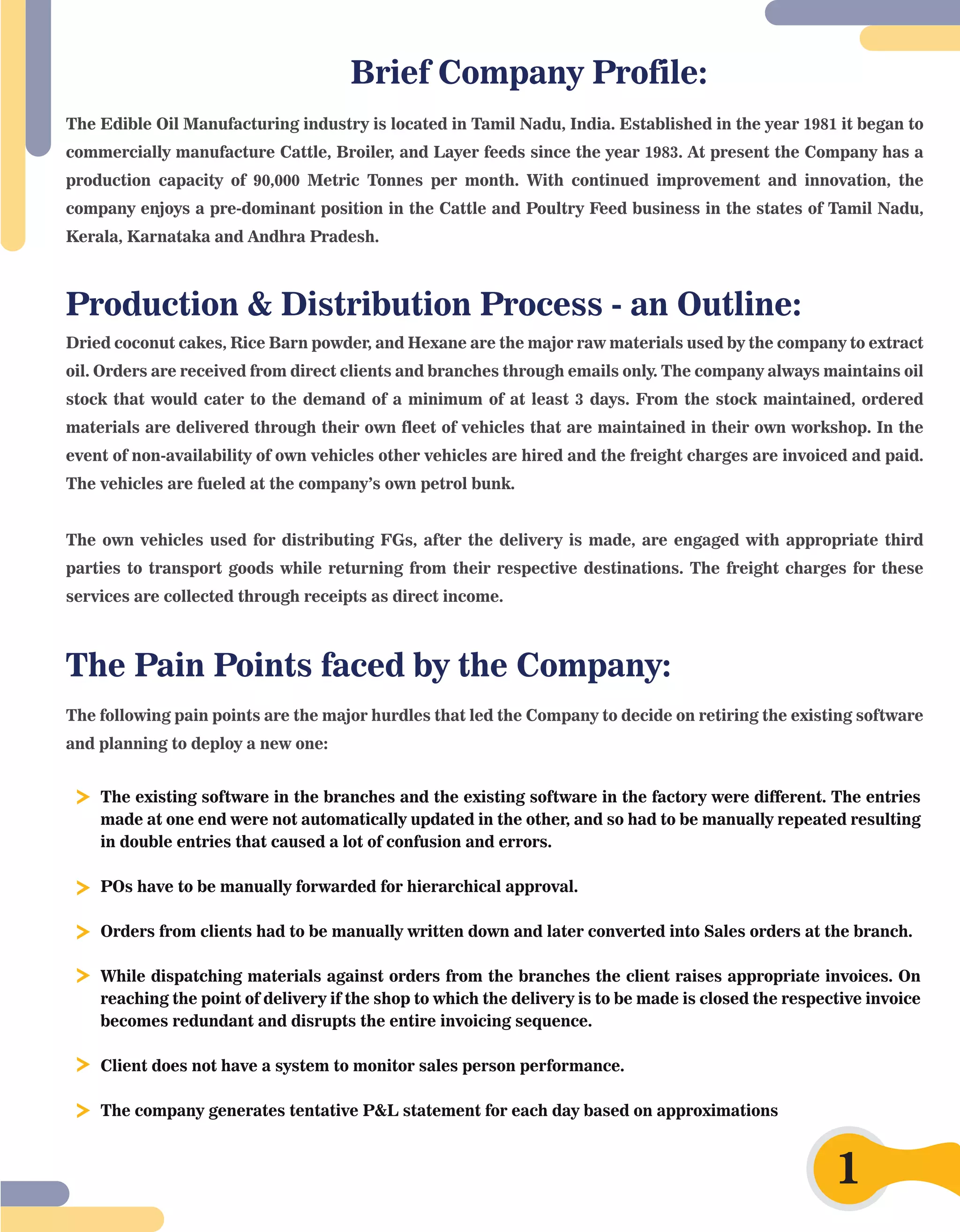 Case study Oil manufacturing | PDF