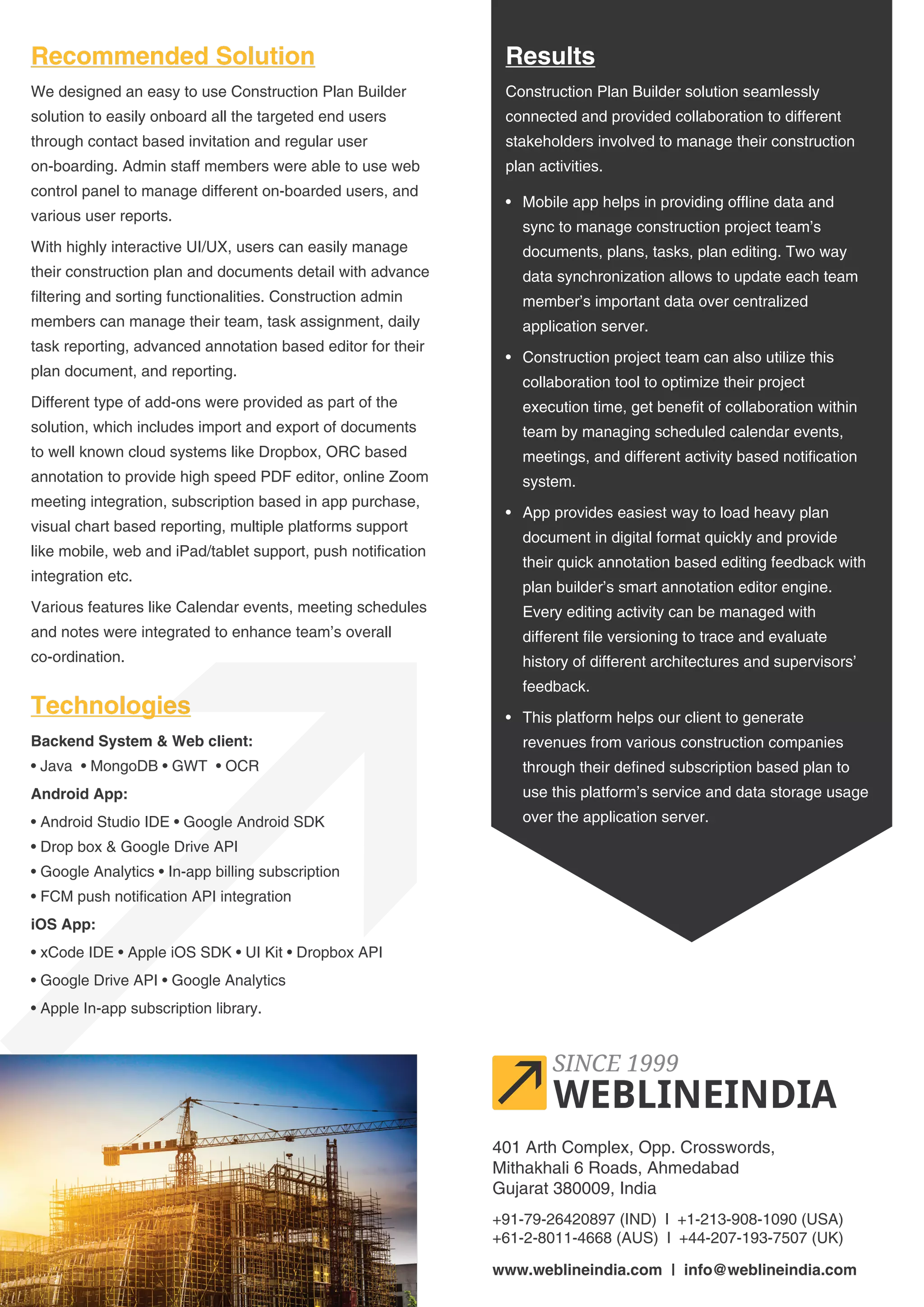 Plan Builder Application Case Study for Construction Industry | PDF