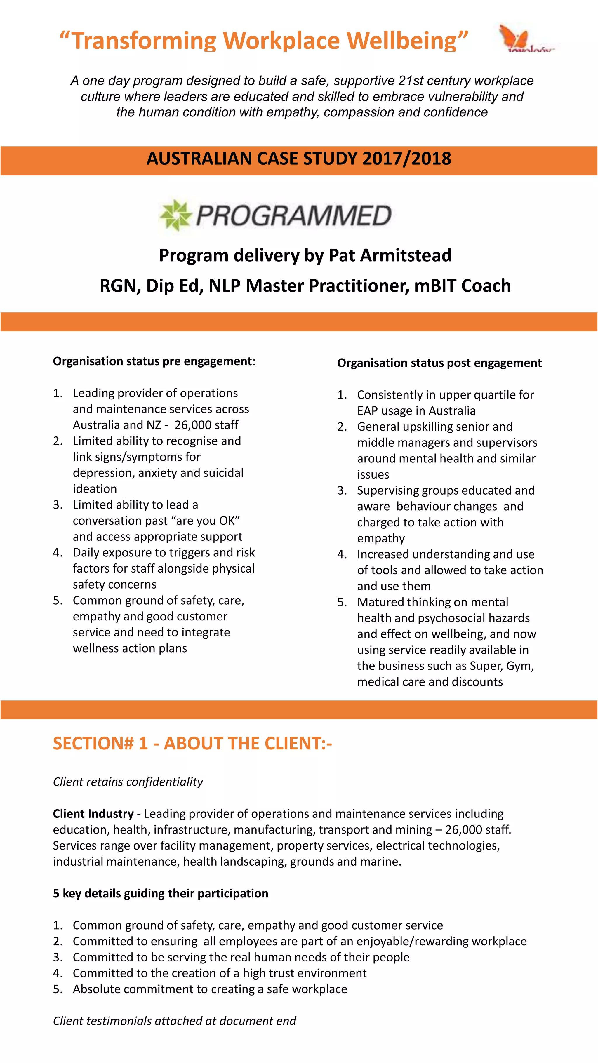 Transforming Workplace Wellbeing | PDF