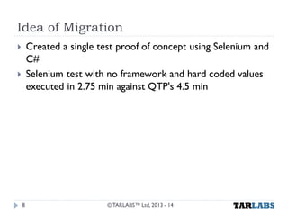 Case study: QTP to Selenium migration | PDF | Web Development | Internet