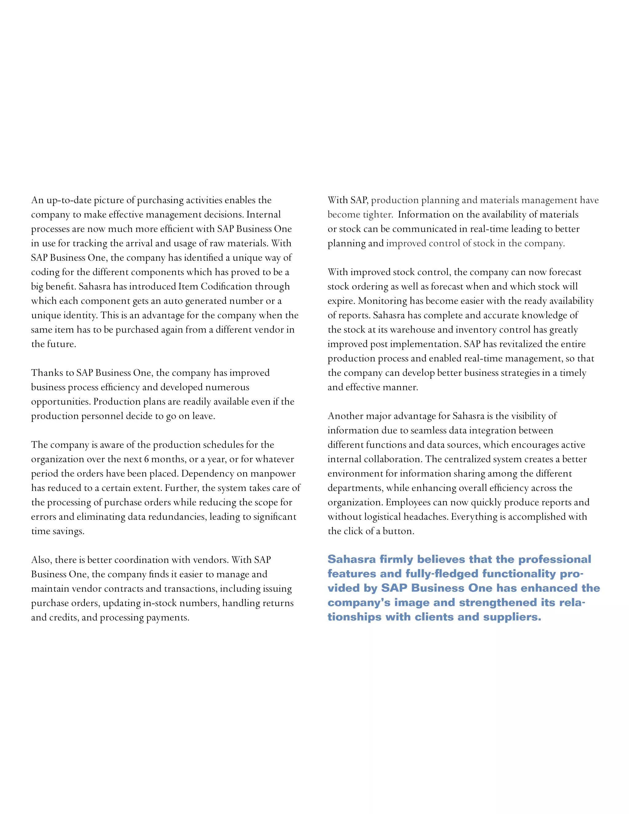 Case Study - SAP Business One - SAHASRA ELECTRONICS | PDF