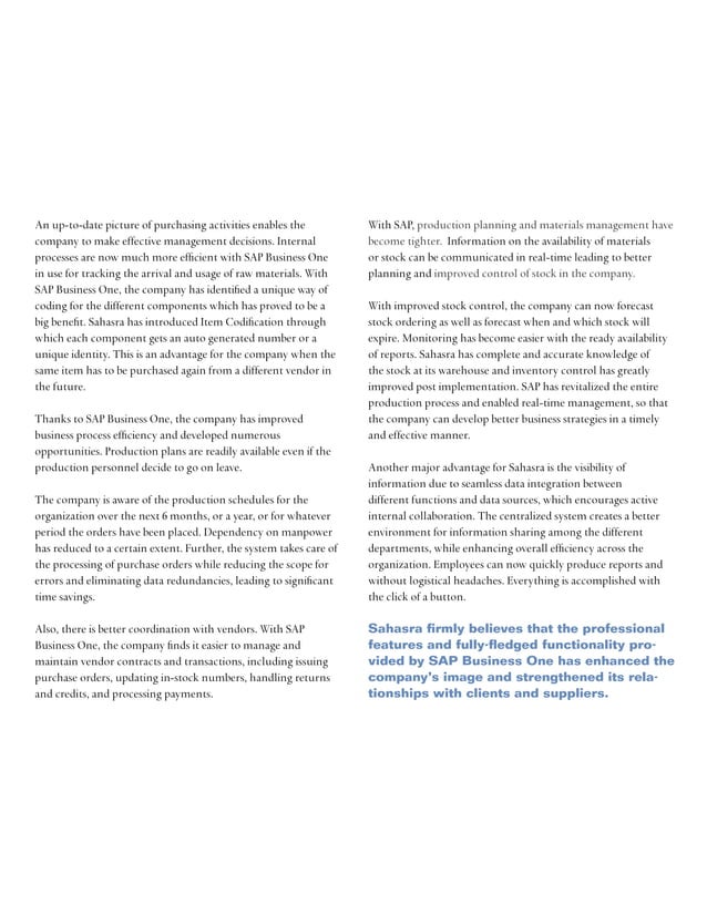 Case Study - SAP Business One - SAHASRA ELECTRONICS | PDF