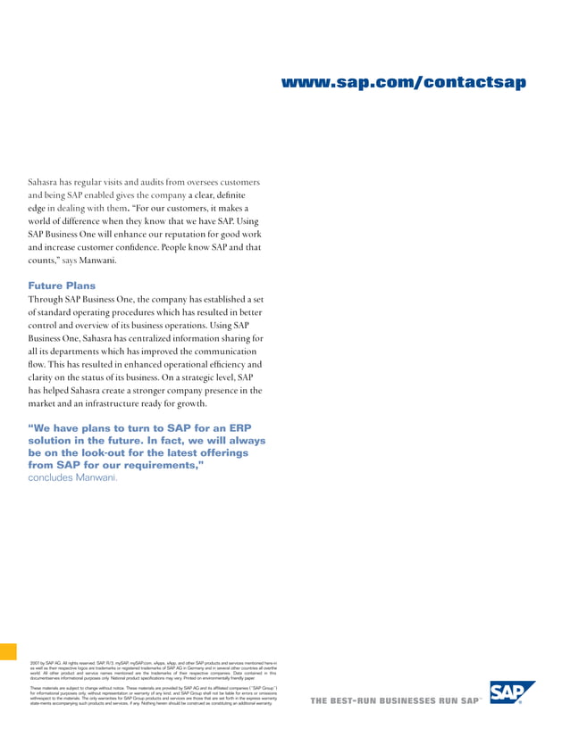 Case Study - SAP Business One - SAHASRA ELECTRONICS | PDF