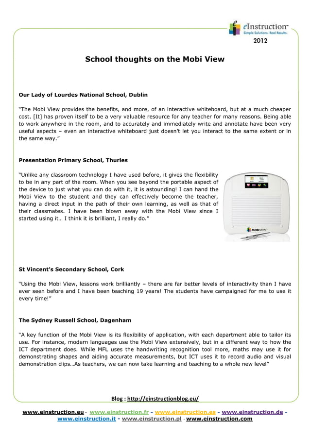 Case study - School thoughts on the mobi view | PDF