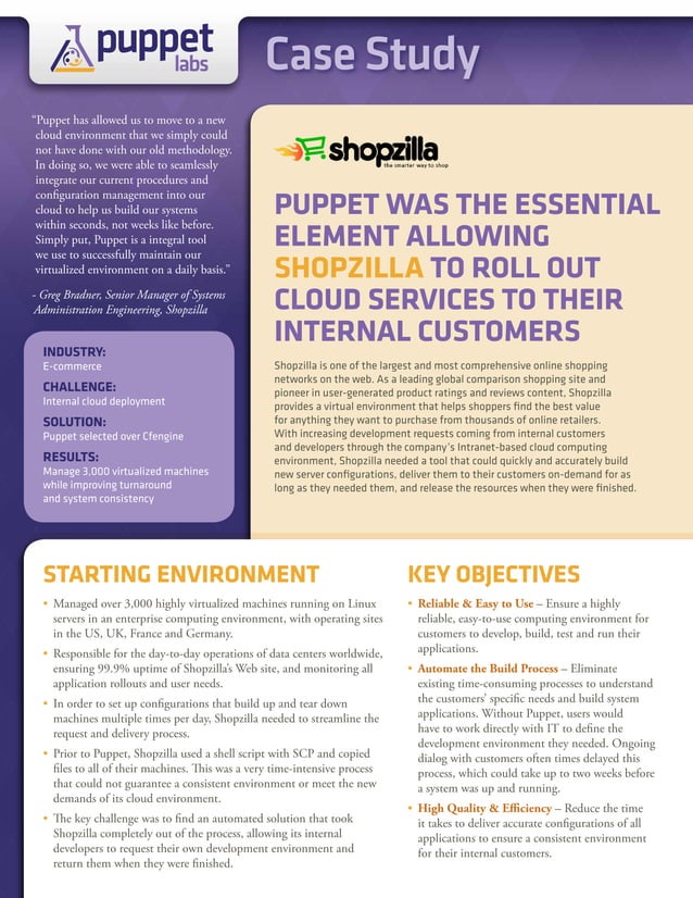 Shopzilla Puppet Case Study | PDF