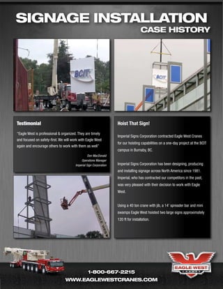 Signage Installation - Case History - Eagle West Cranes | PDF