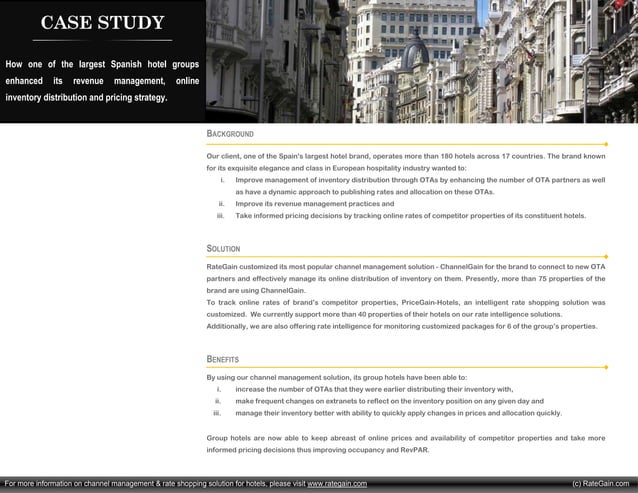 Case study spanish hotel chain - channel mgt rate shopping | PPT | Free Download