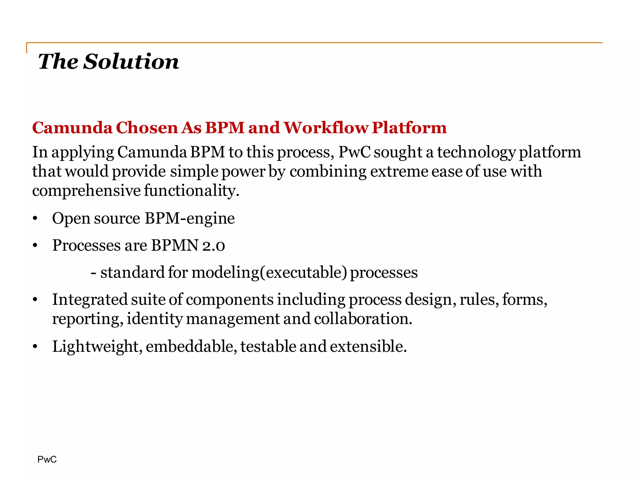 Case study: Camunda BPM in PwC project | PDF