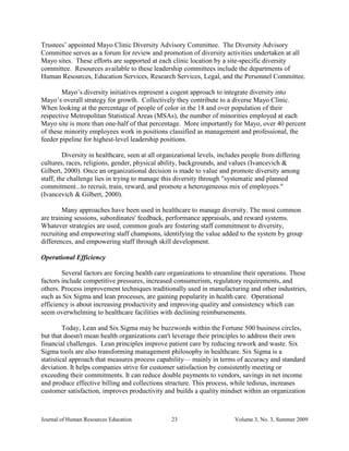 Strategic hrm at mayo clinic - journal of hrm education | PDF