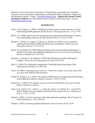 Strategic hrm at mayo clinic - journal of hrm education | PDF
