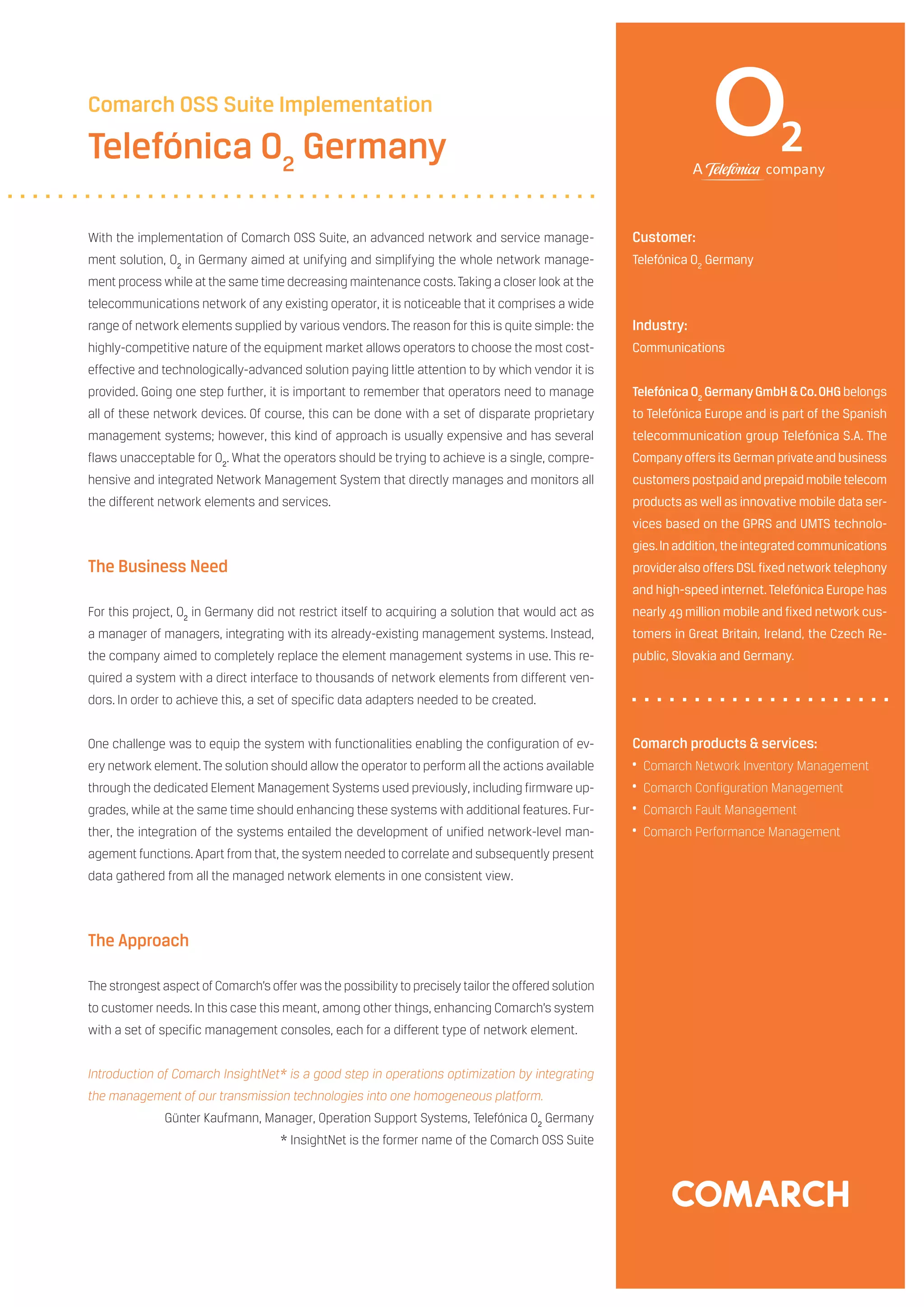 Comarch OSS Suite Implementation at Telefónica O2 Germany | PDF