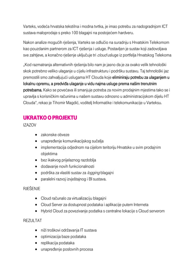 Case study - Unapređenje IT sustava maloprodaje u Varteksu | PDF