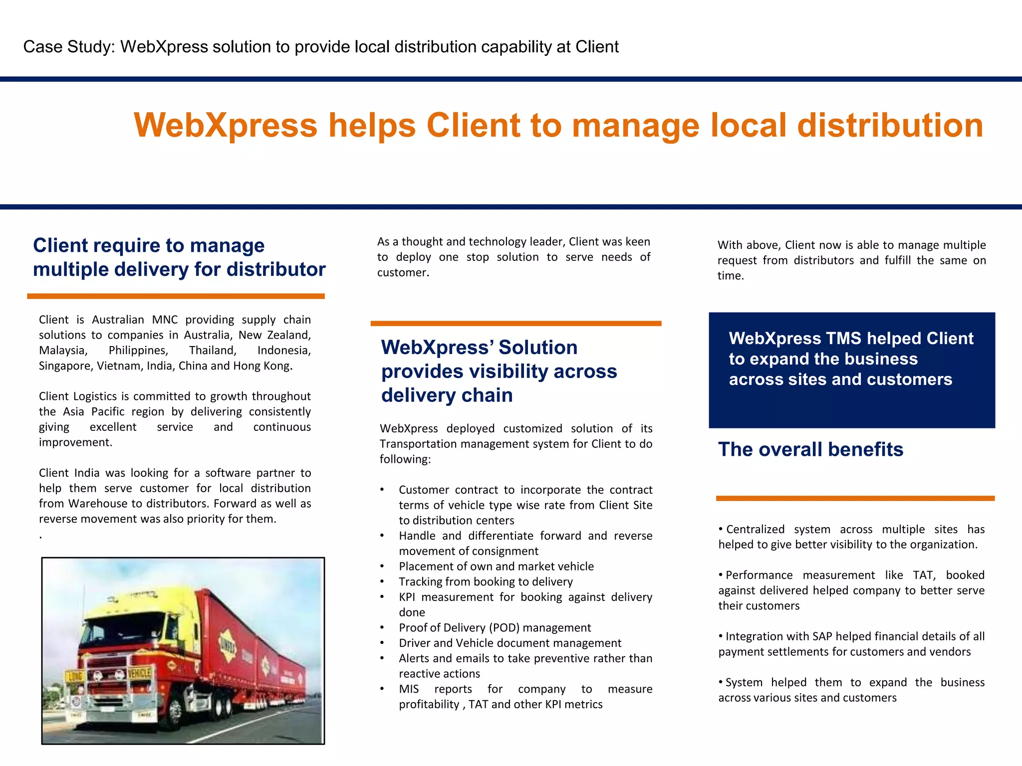 Case Study - WebXpress Solution for Local Distribution | PPTX