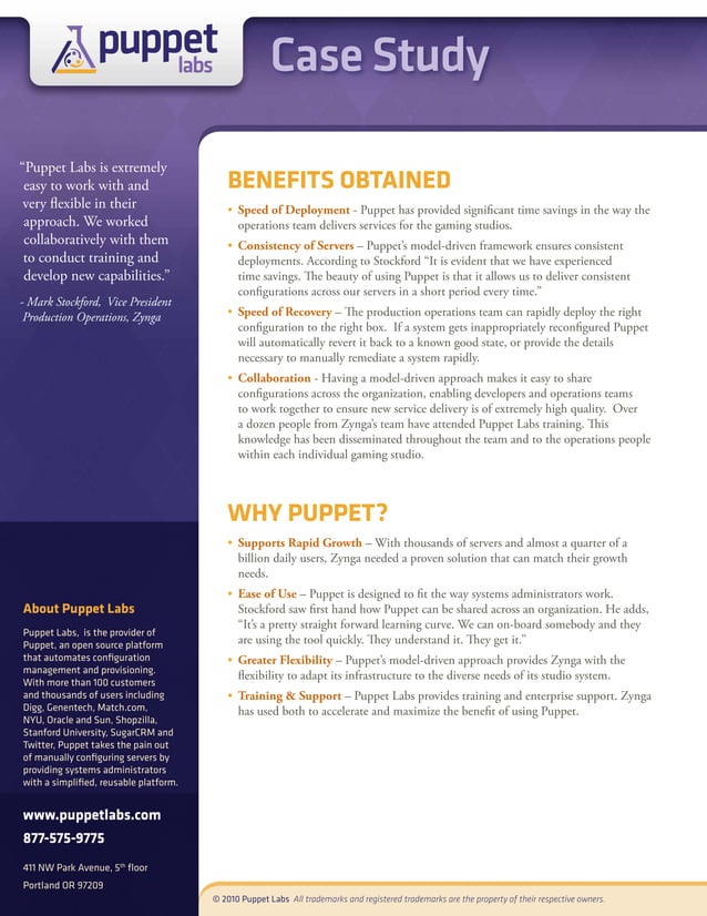 Zynga Puppet Case Study | PDF