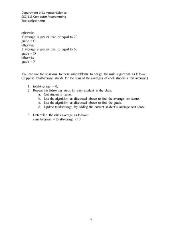 Casestudy 01 algorithms | DOCX