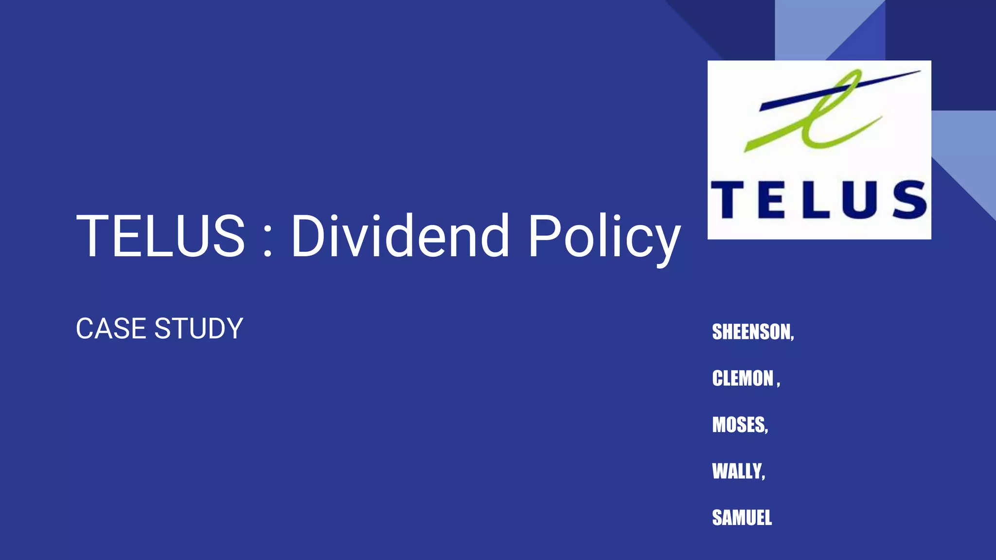 Telus : Dividend Polcy Case study | PPT