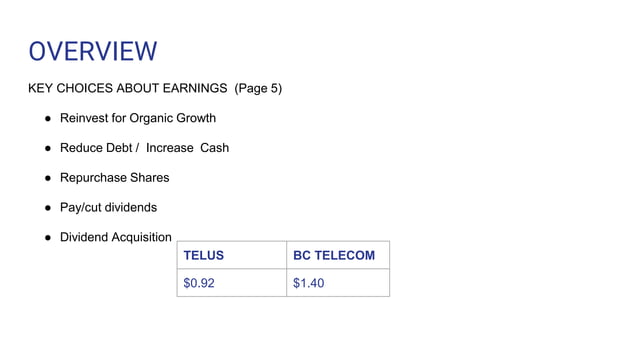 Telus : Dividend Polcy Case study | PPT