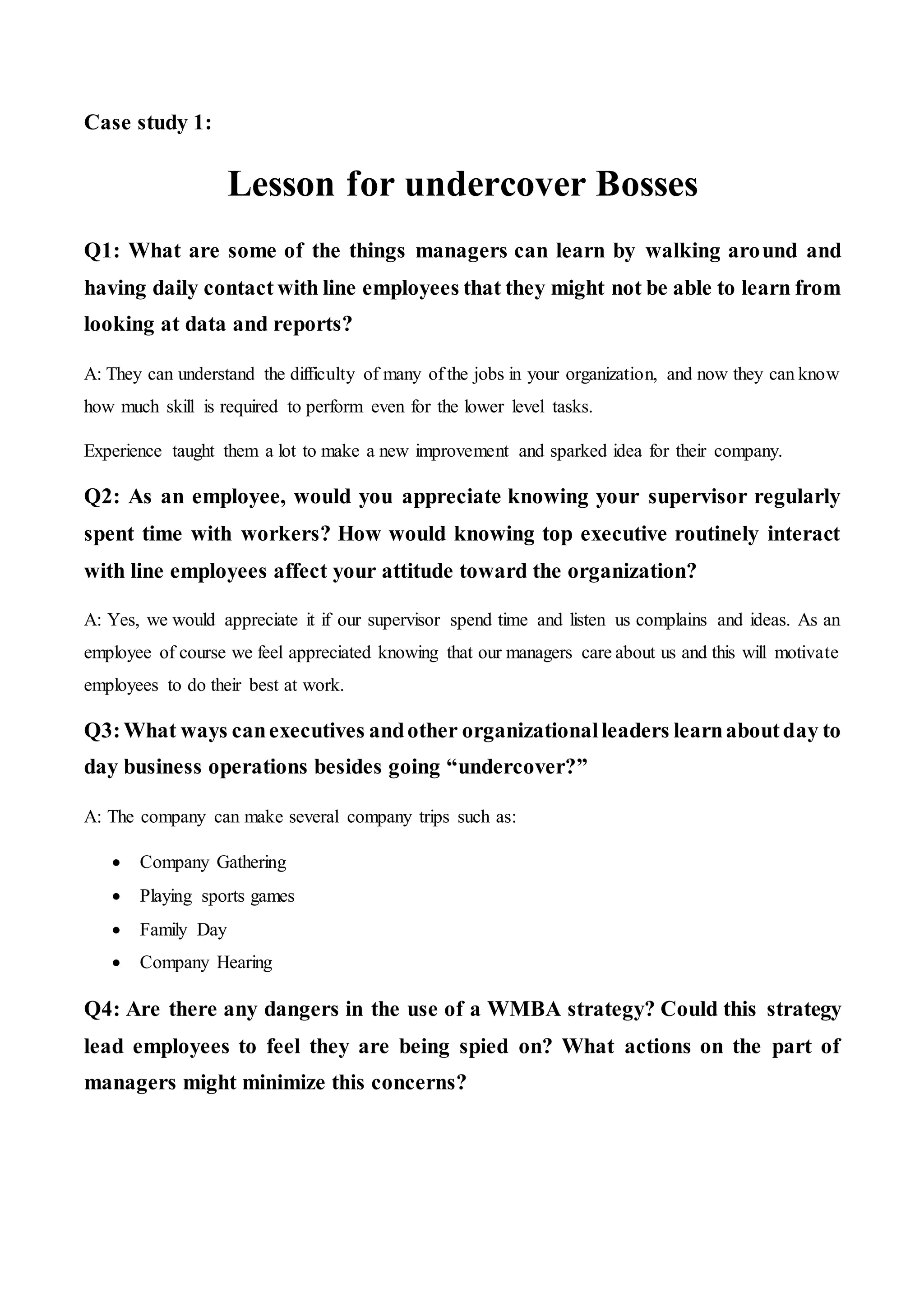 lesson for under cover Bosses | DOCX