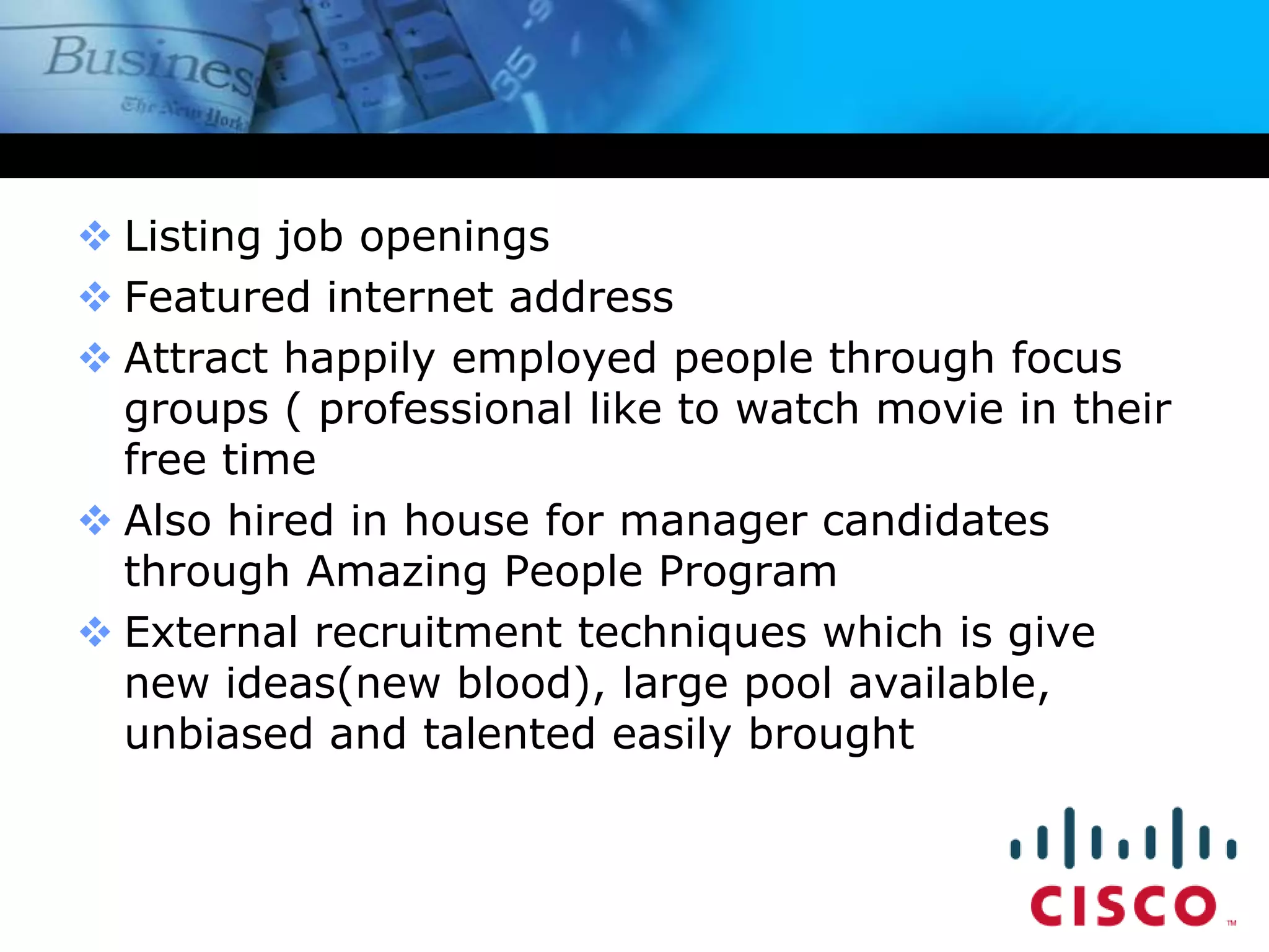 Case study 10~ recruitment at cisco | PPTX
