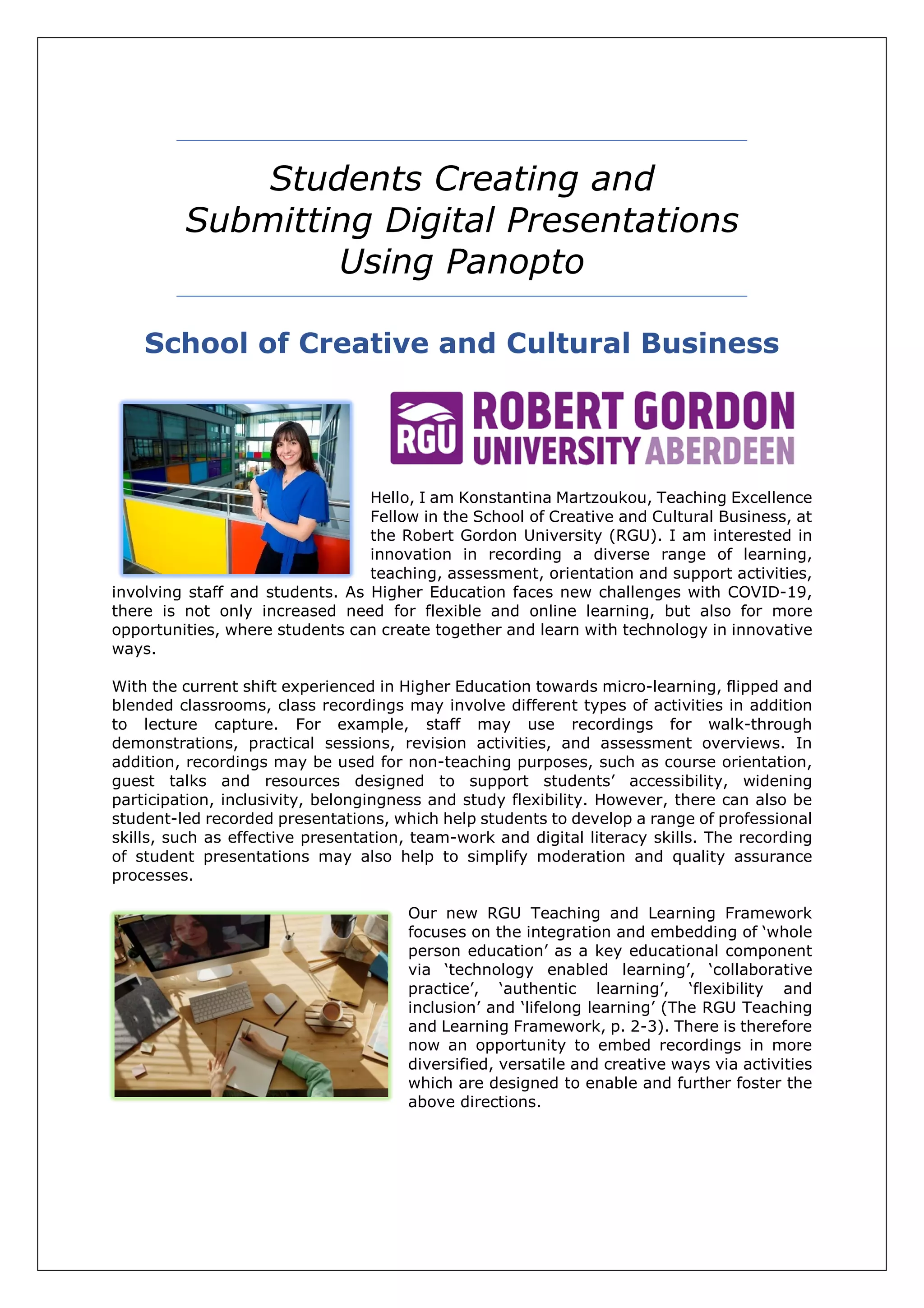 Students Creating and Submitting Digital Presentations Using Panopto | PDF