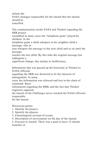 Case Study 1The Challenger Space Shuttle disasterand the.docx