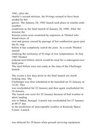 Case Study 1The Challenger Space Shuttle disasterand the.docx