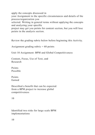 CASE STUDY 1 USA—WHEN BPM IS LOST IN TRANSFORMATION A robust pr.docx