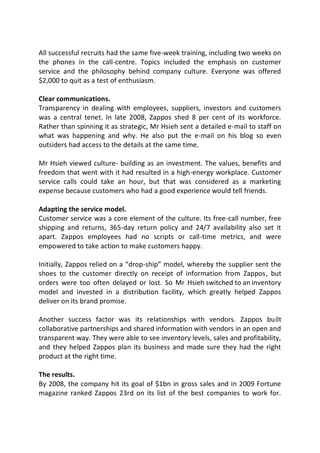 Case study 1 zappos | PDF