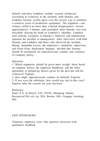 Case Study 2.The Arbitration Case of Jesse StanskyAt the arbitra | DOCX