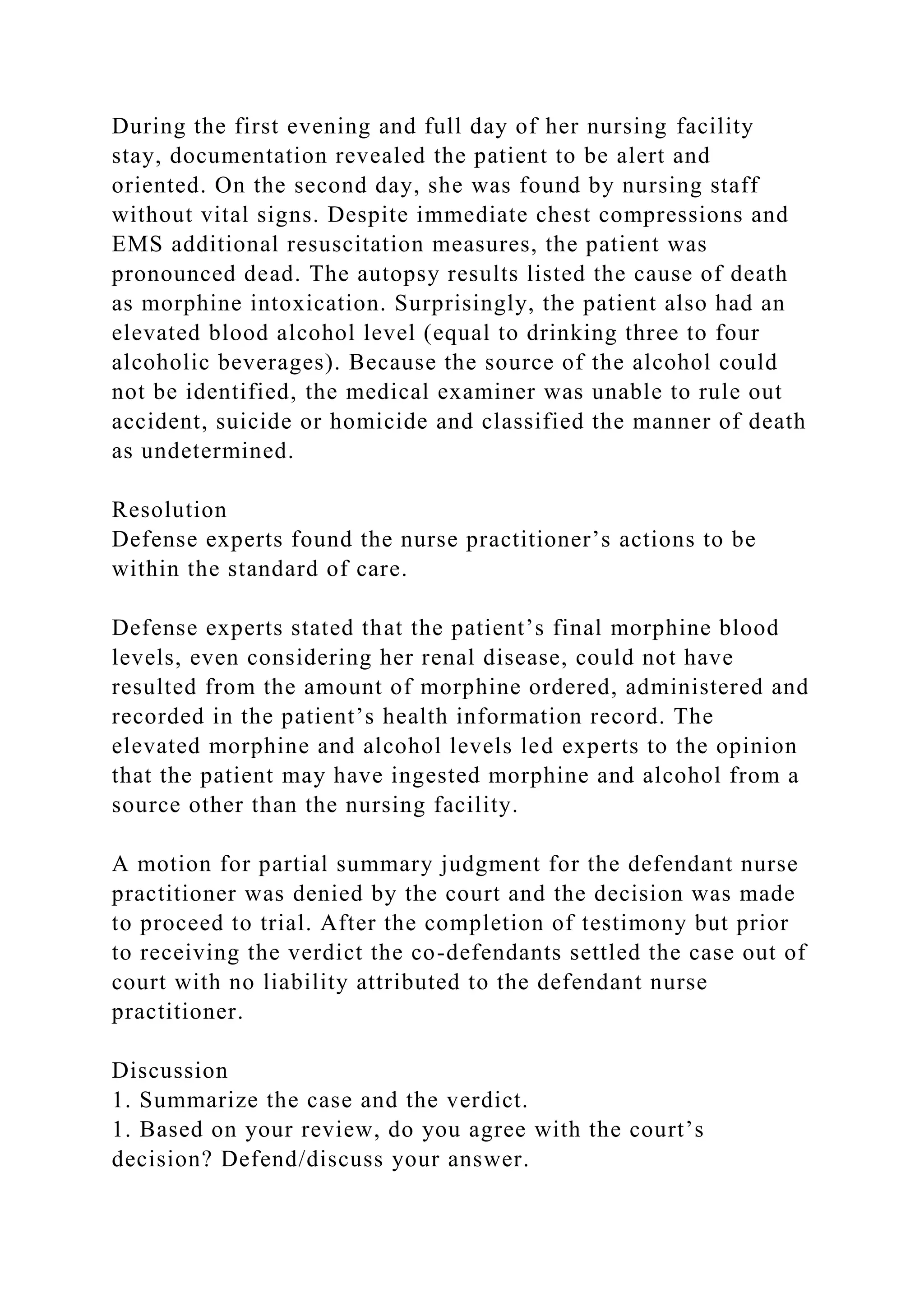Case Study #2 Alleged improper admission orders resulting in mor.docx
