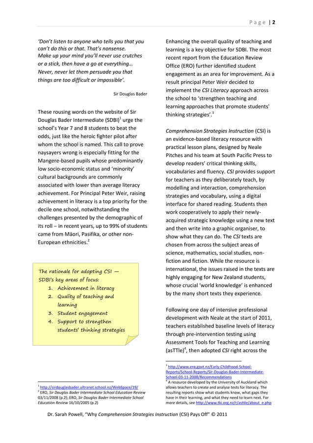 "Why CSI Pays Off" - Sir Douglas Bader Intermediate Case Study | PDF