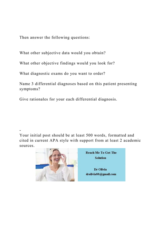 CASE STUDY #2 Chief Complaint I have pain in my belly”.docx