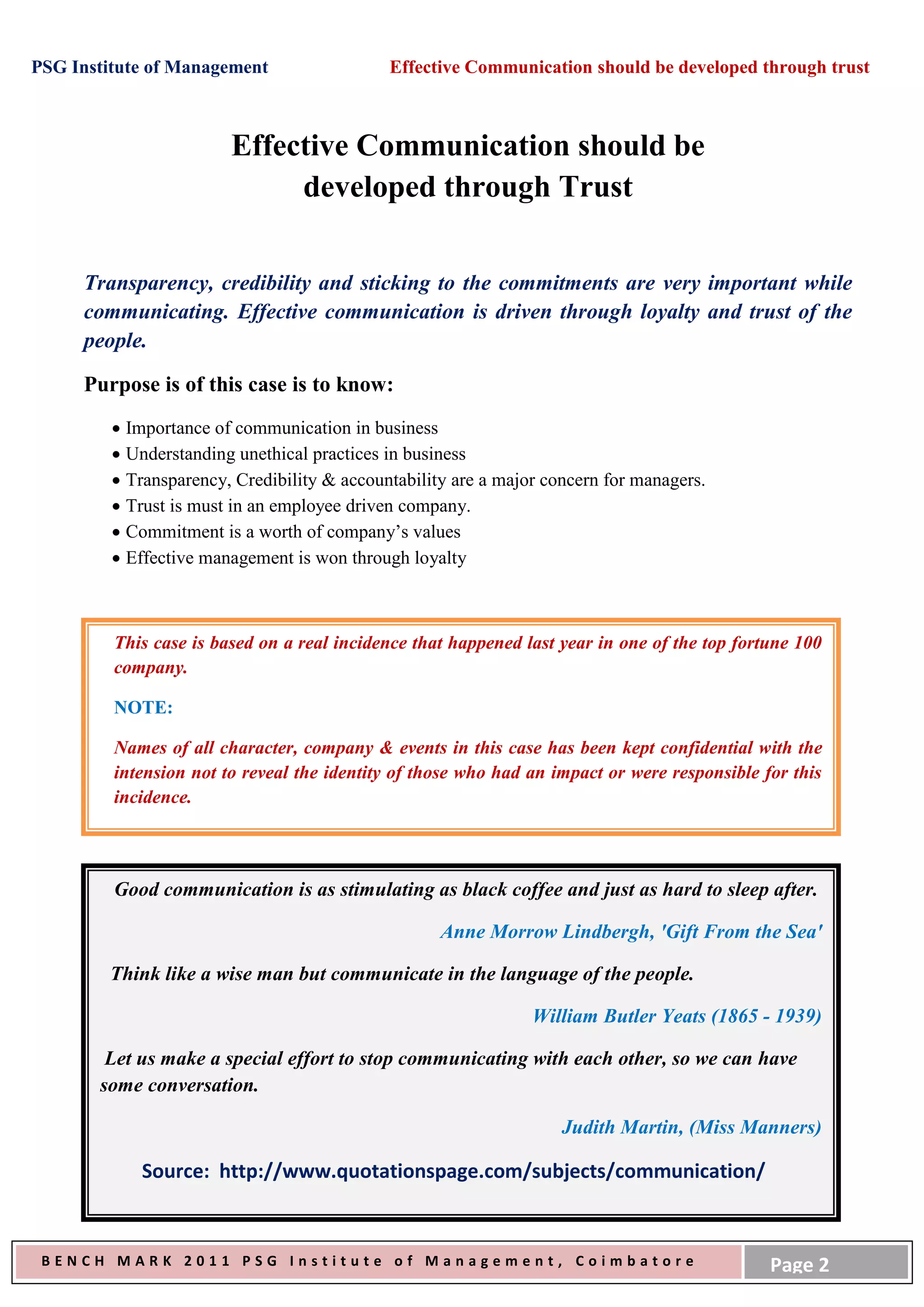 Case Study on Business Communication | PDF