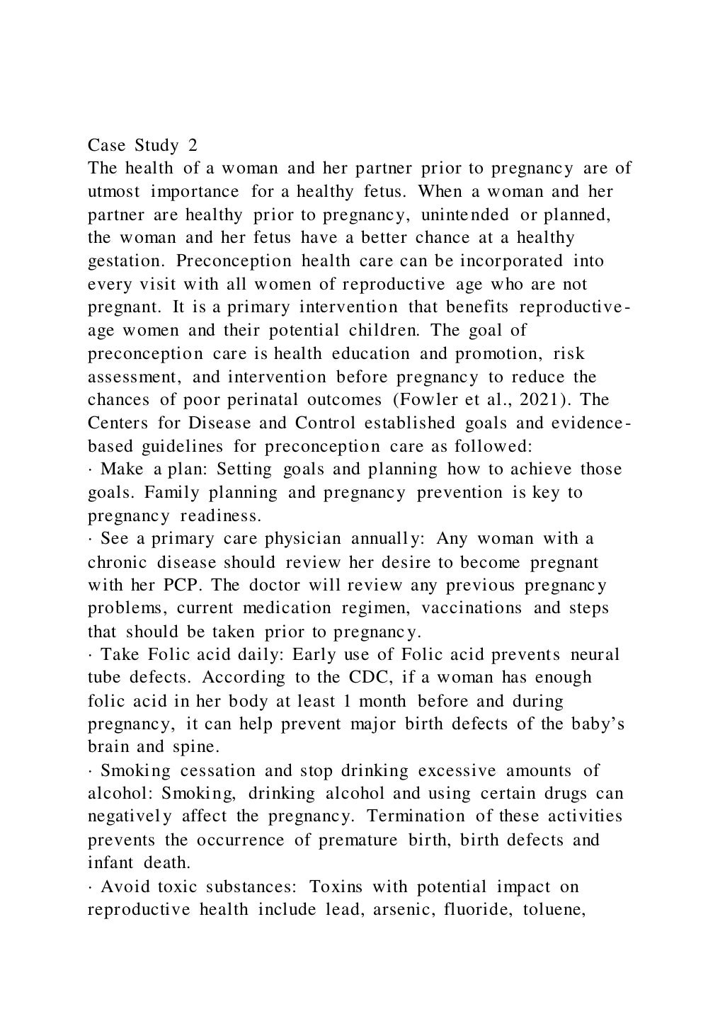 Case Study 2The health of a woman and her partner prior to pregn | PDF
