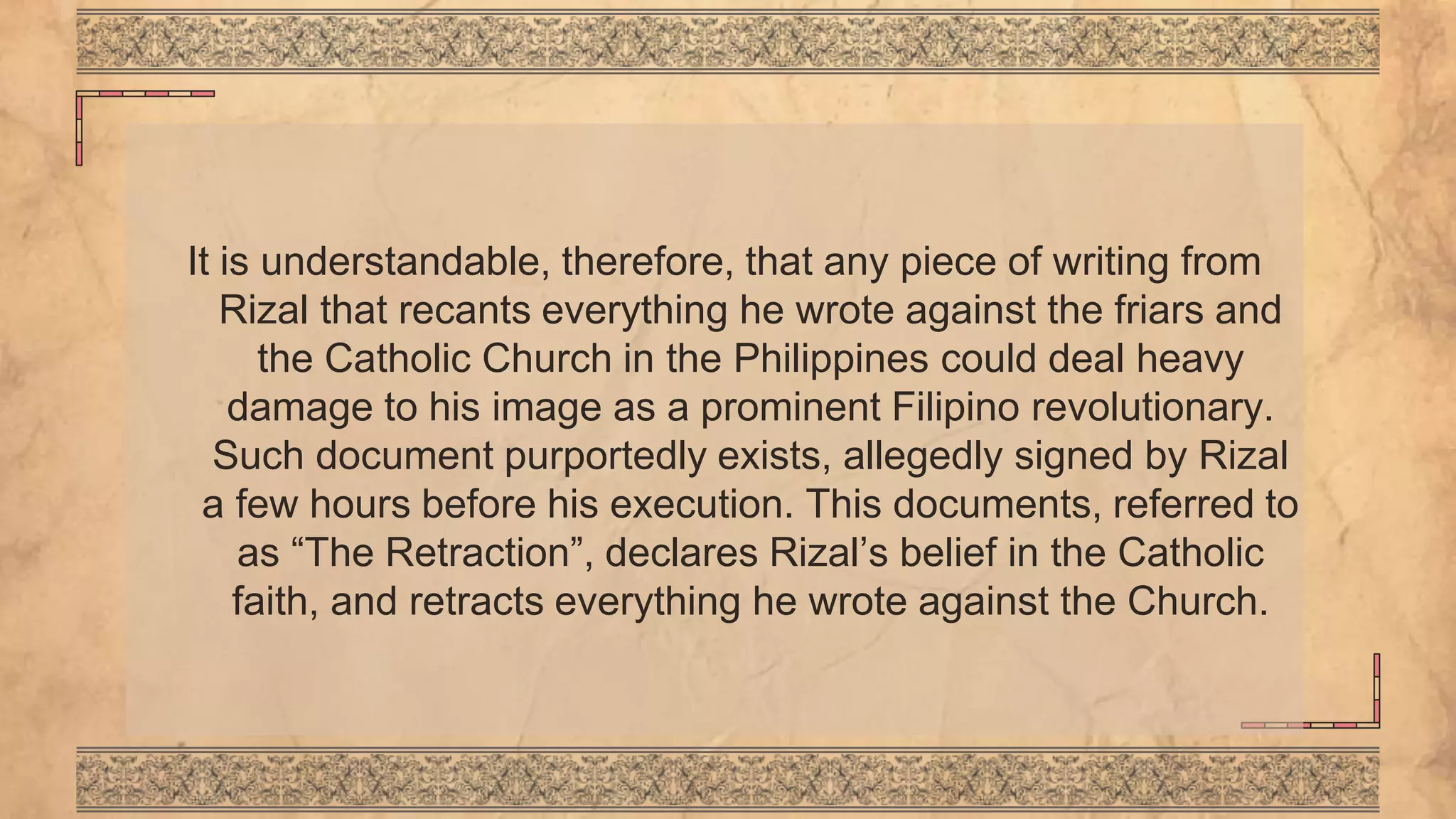 case study of Rizal's Retraction | PPTX
