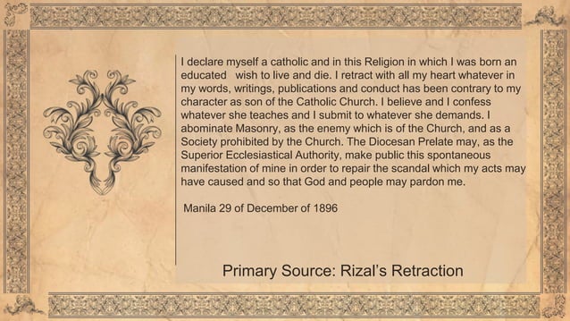 case study of Rizal's Retraction | PPTX | Christianity | Religion ...