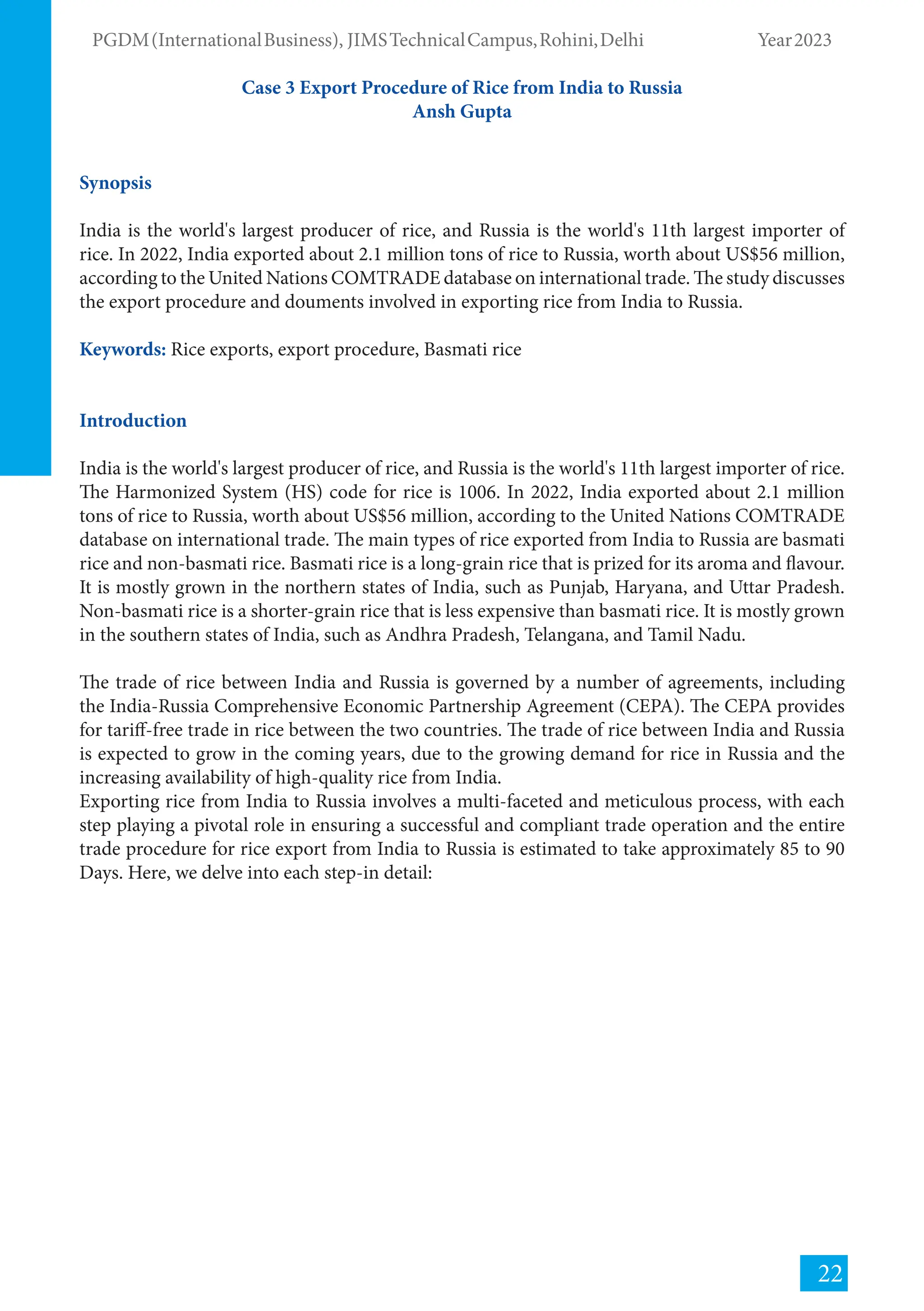 Export Procedure of Rice from India to Russia | PDF