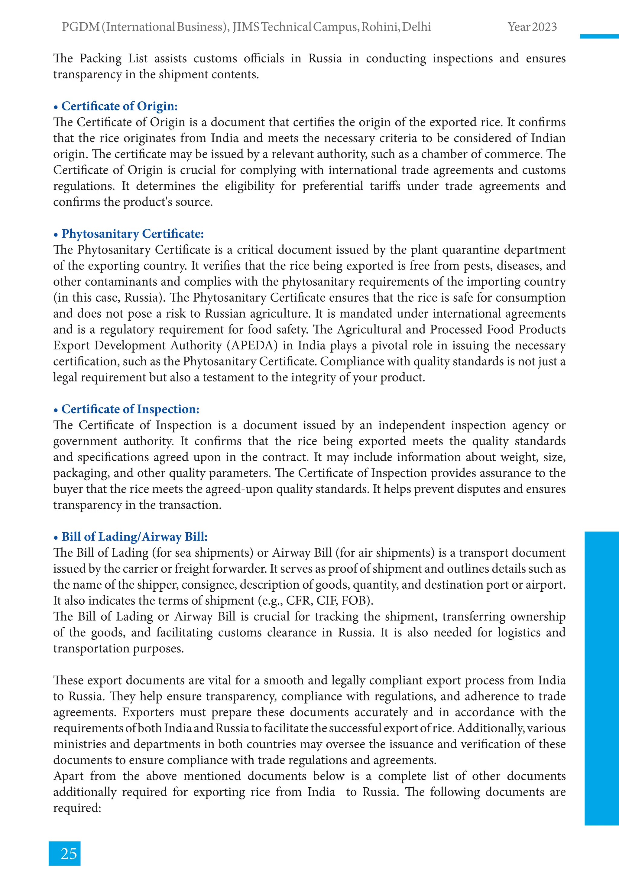 Export Procedure of Rice from India to Russia | PDF