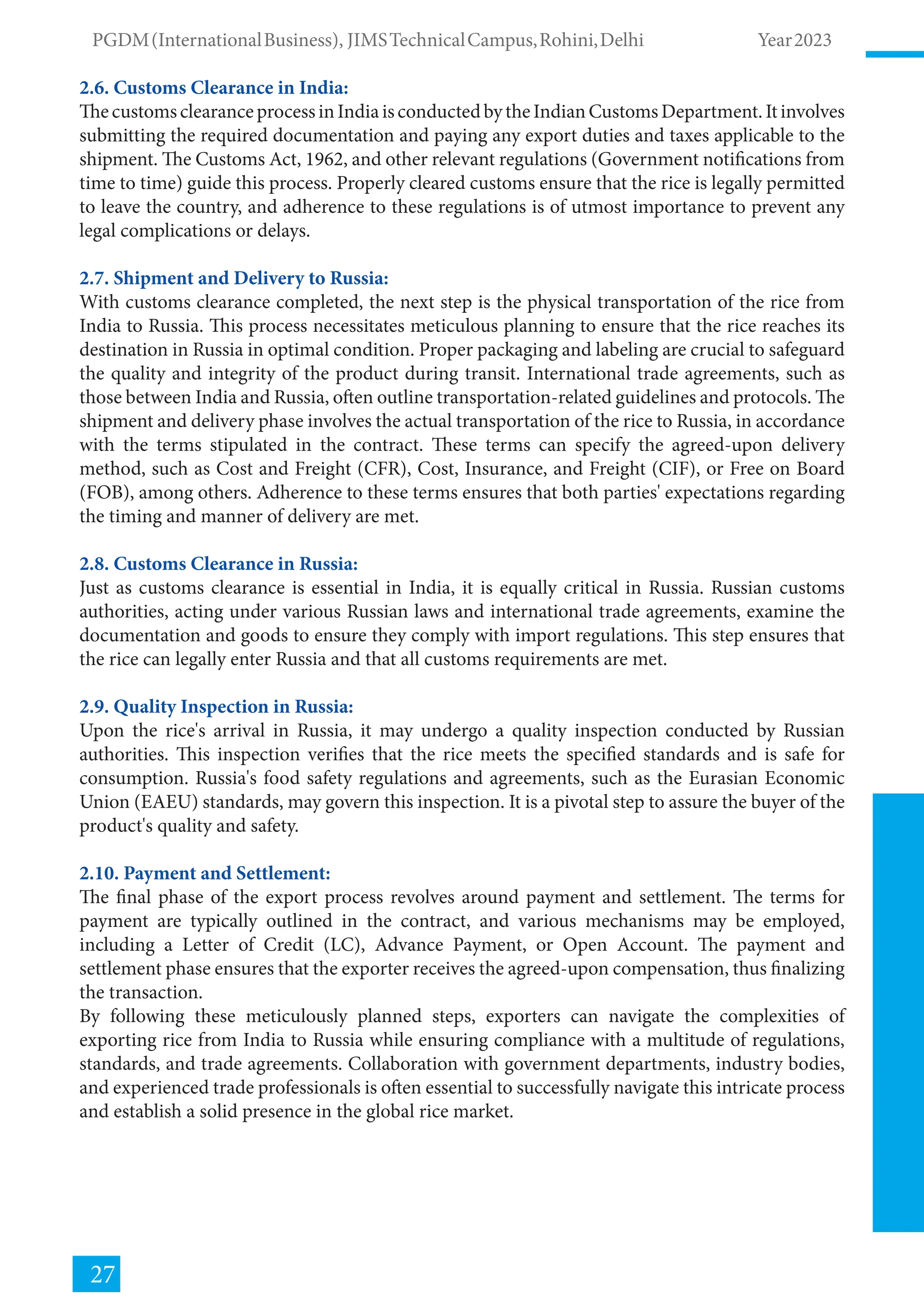 Export Procedure of Rice from India to Russia | PDF