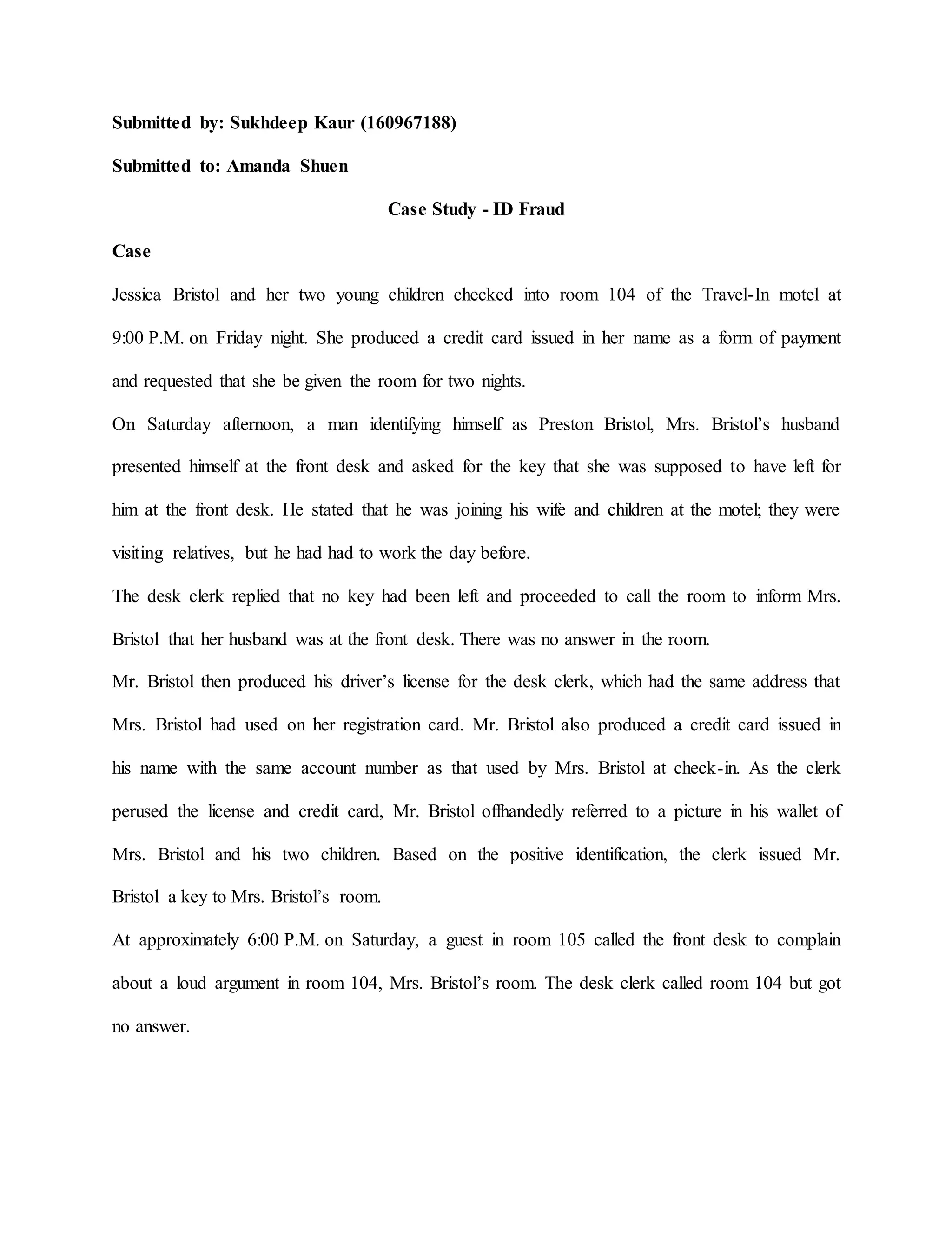 Case study ID Fraud | DOCX