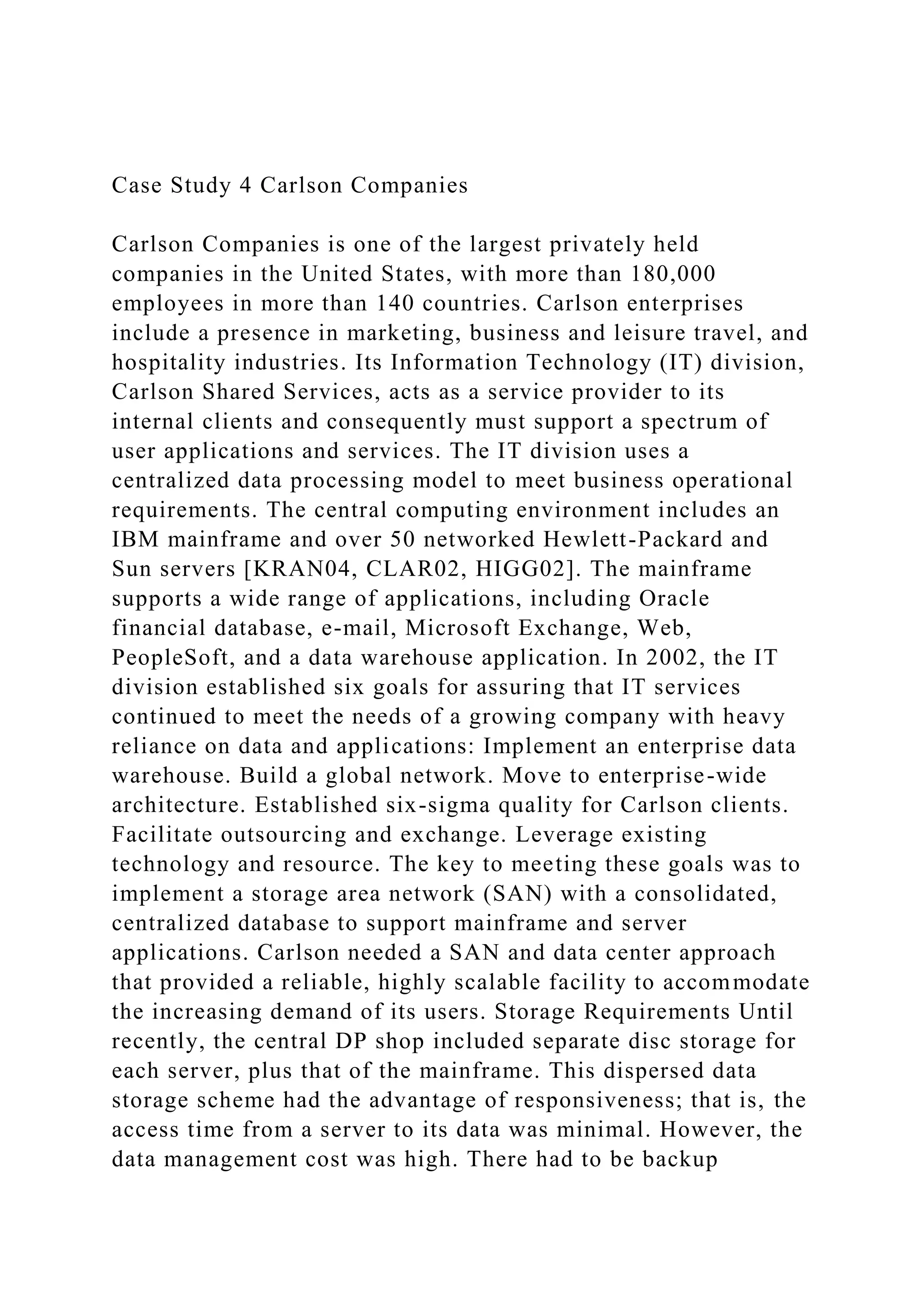 Case Study 4 Carlson Companies Carlson Companies is one of the.docx