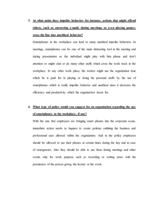 Case study Business ethics, Being Smart about Smartphones | DOCX