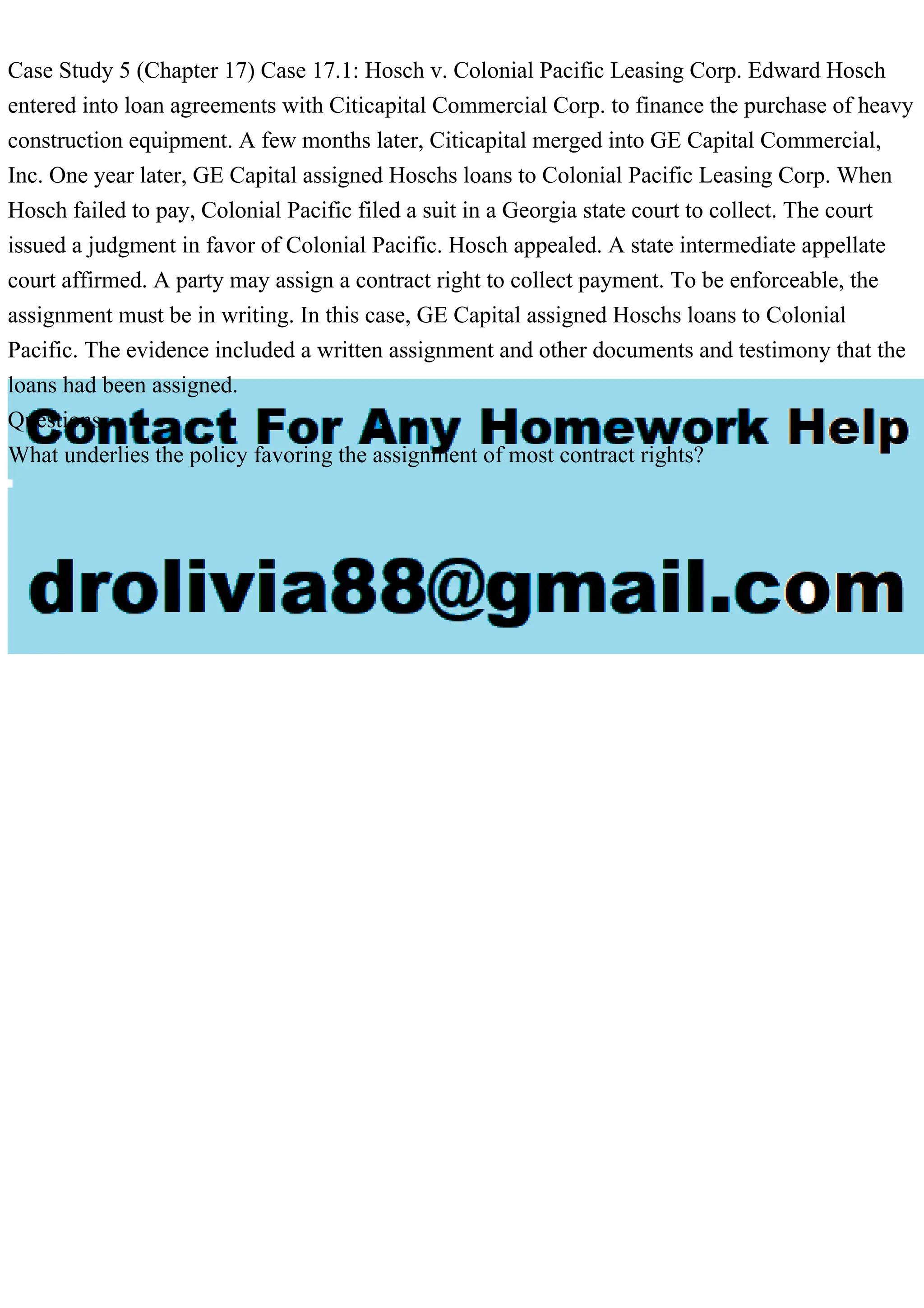 Case Study 5 (Chapter 17) Case 17.1 Hosch v. Colonial Pacific Leasi.pdf