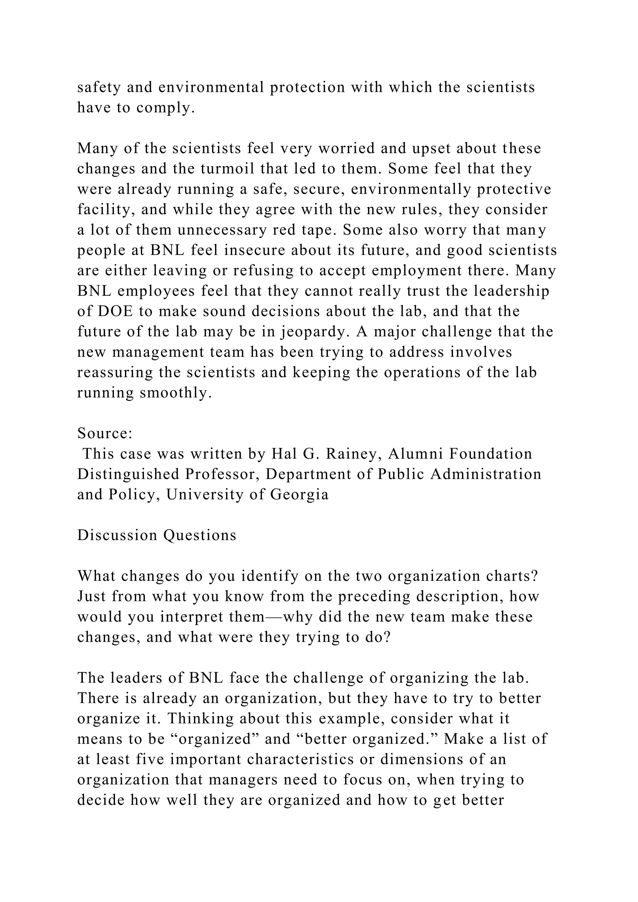 CASE STUDY 9 Brookhaven National LaboratoryHal G. RaineyI am .docx