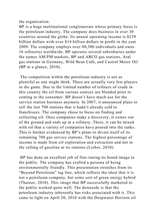 Case Study 9Running head BP & THE GULF OF MEXICO OIL SPILLC.docx