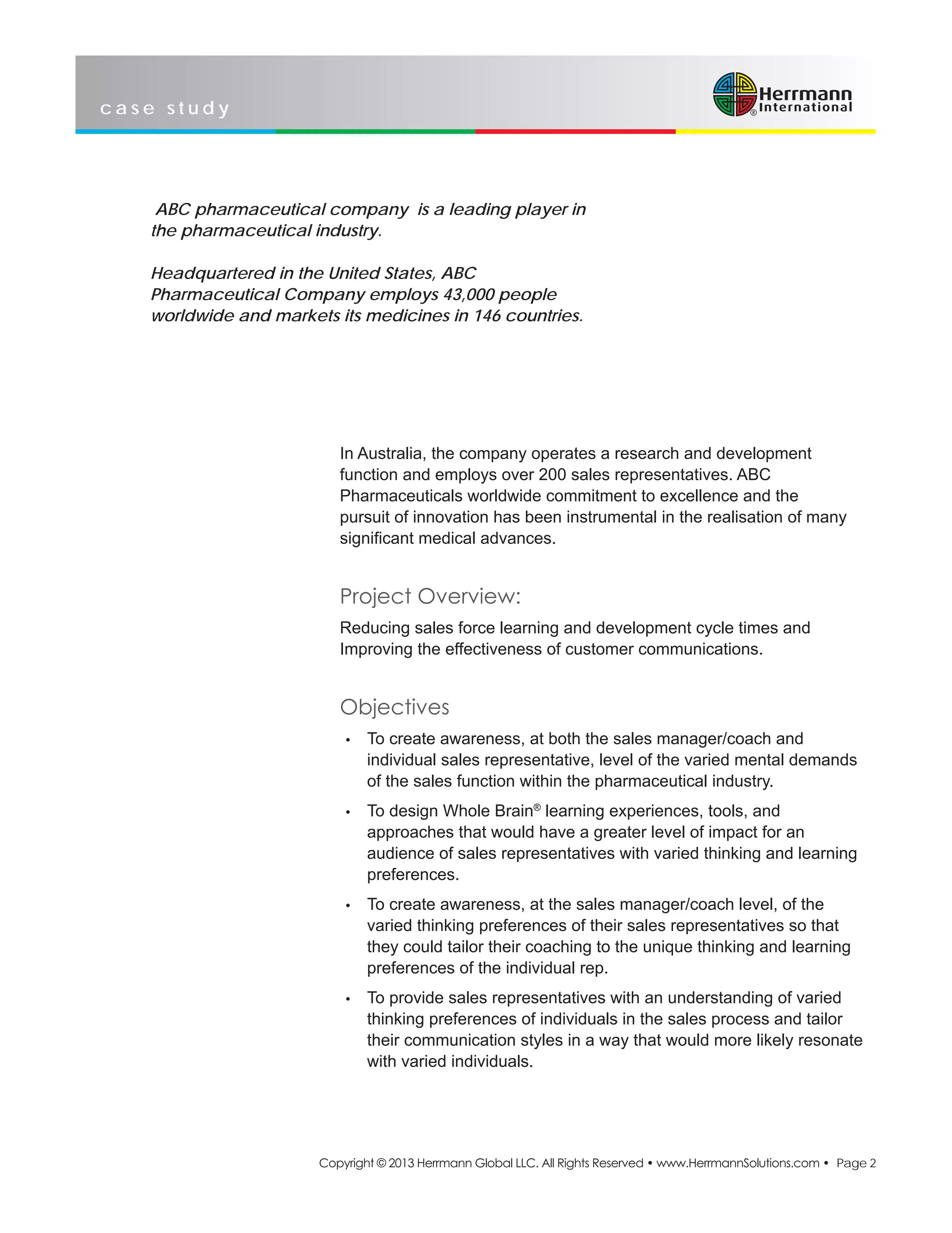 Case study ABC Pharmaceutical Company | PDF