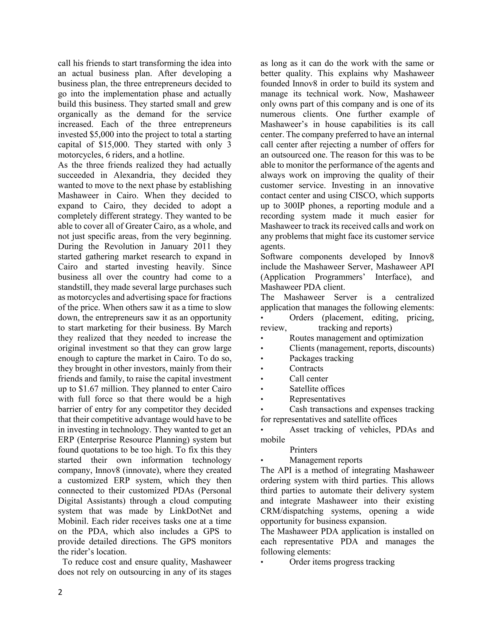Case study about Mashaweer with case study questions and their answer sheet | DOCX