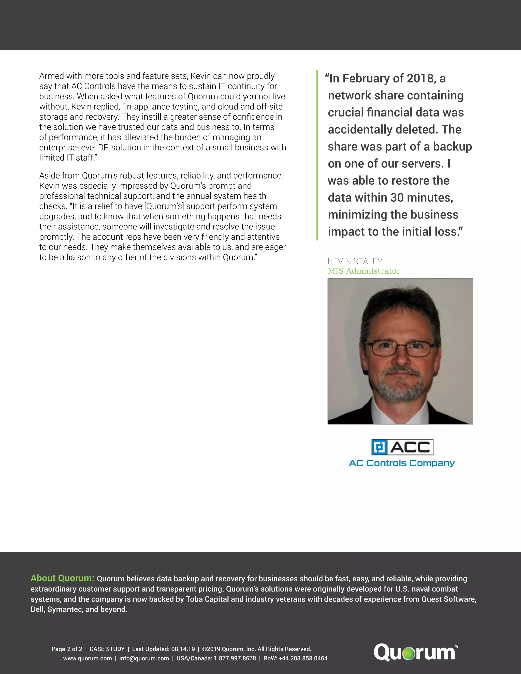 Quorum Case Study - AC Controls | PDF | Logistics | Business