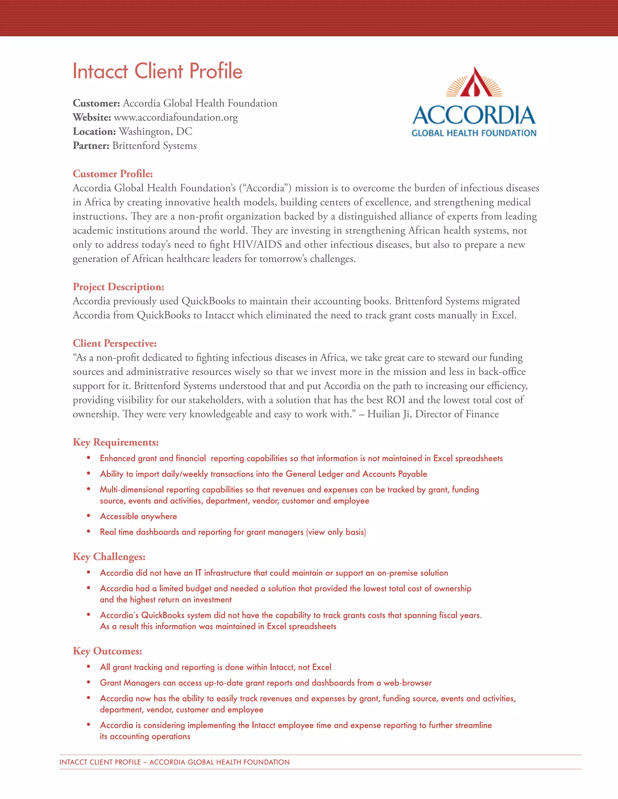 Case Study: Accordia Global Health Foundation Upgrades from QuickBooks ...